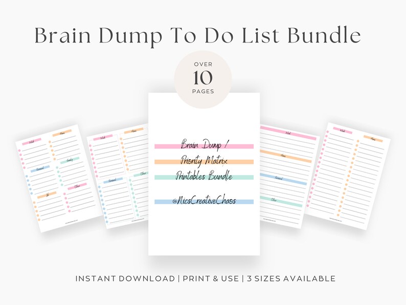BUNDLE Checklists Printables to Do Lists Printable, Brain Dump ...