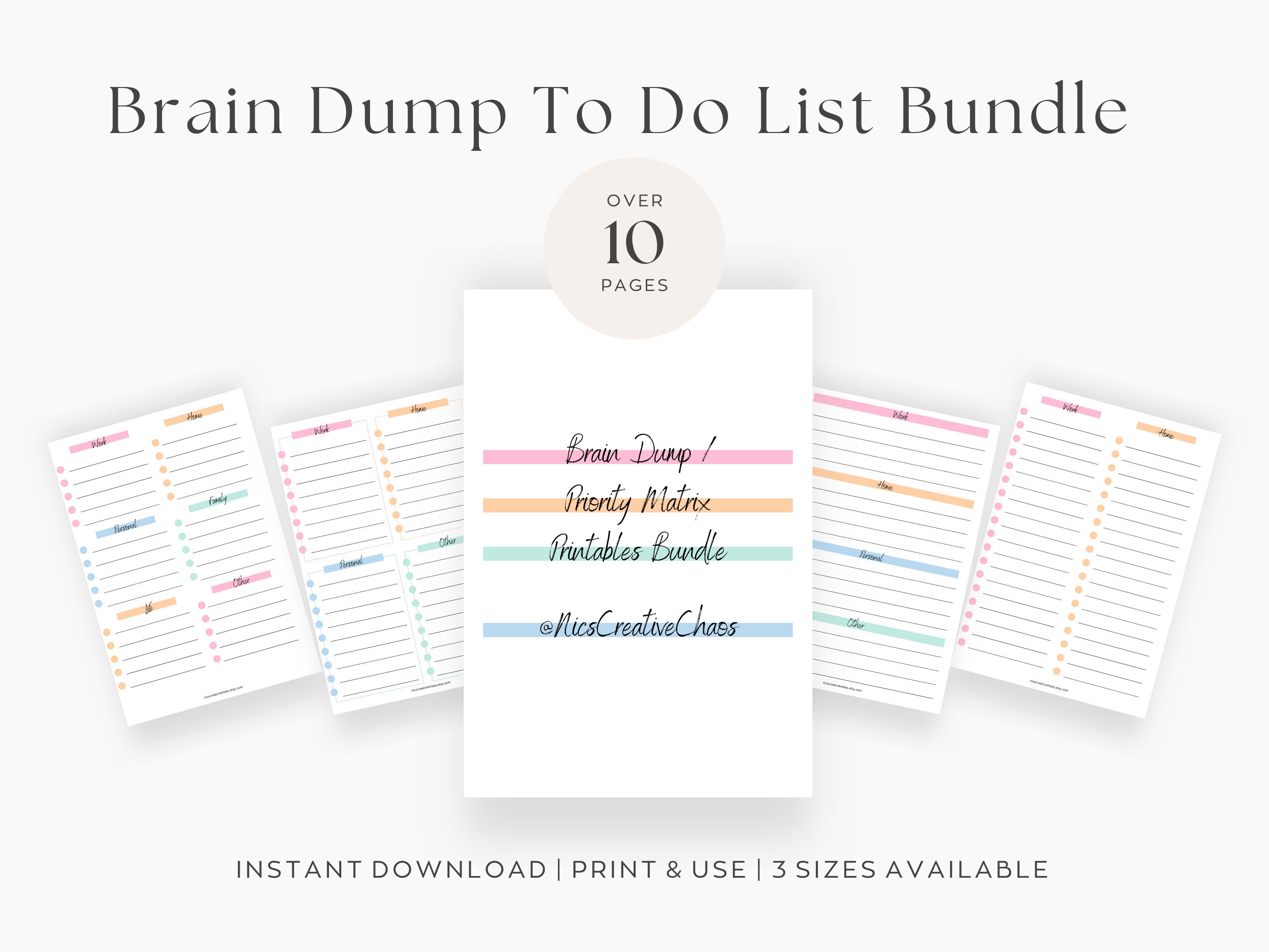 BUNDLE Checklists Printables to Do Lists Printable, Brain Dump ...