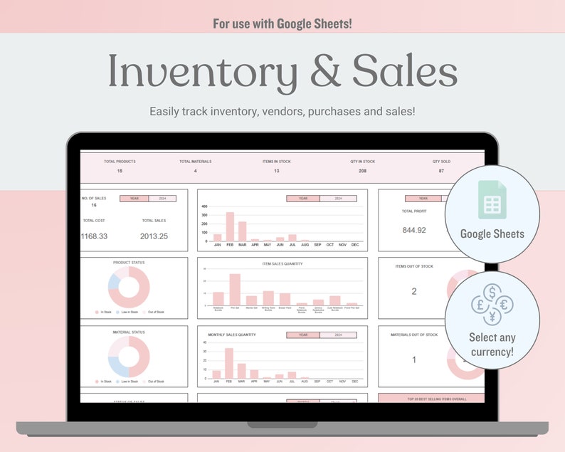 Inventory Management & Sales Tracker Spreadsheet, Google Sheets ...