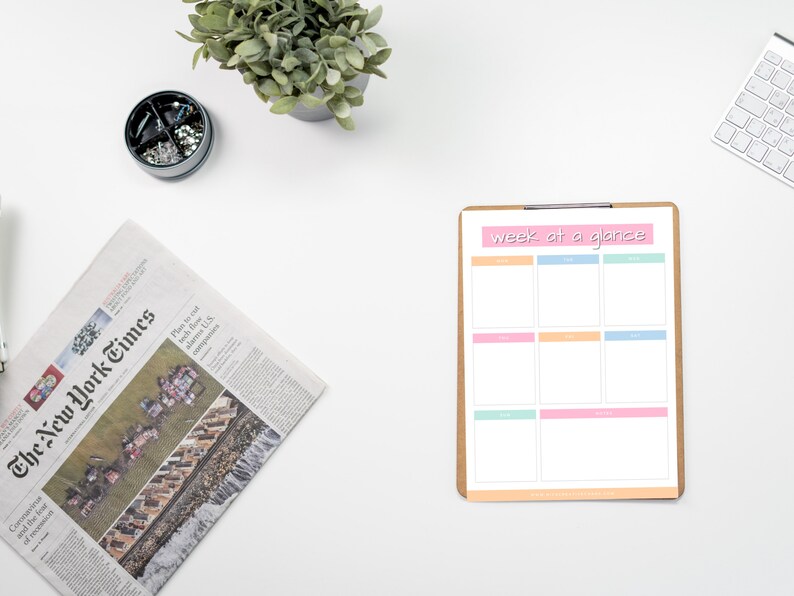 Printable Weekly Planner Template, Week at a Glance, Weekly Schedule ...