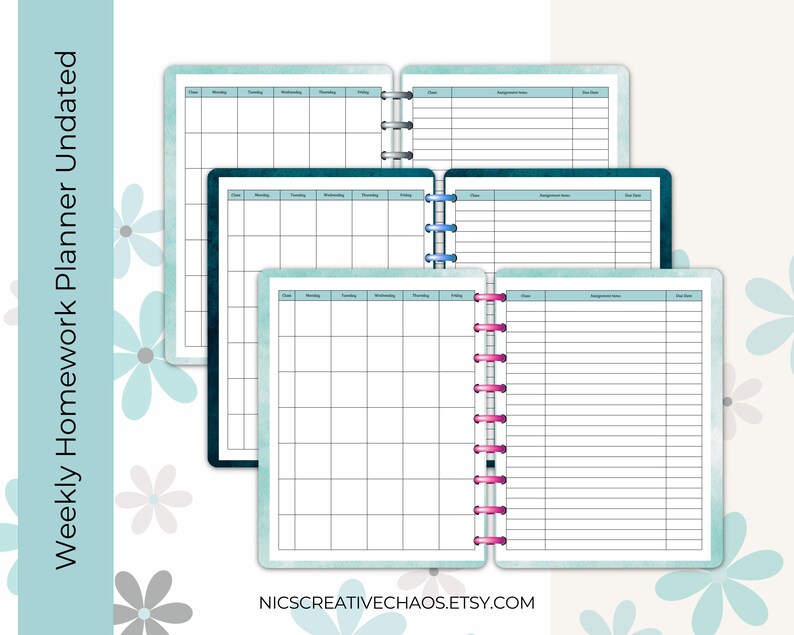 Printable Homework Assignment Tracker, Weekly College Planner, Homework ...