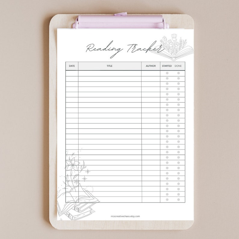 Reading Tracker Printable, Book Checklist Template, Book Tracker Chart ...
