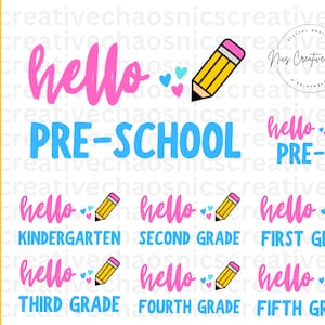 Hello Preschool Bundle SVG PNG, Cut Files, Kids Back to School Svg ...
