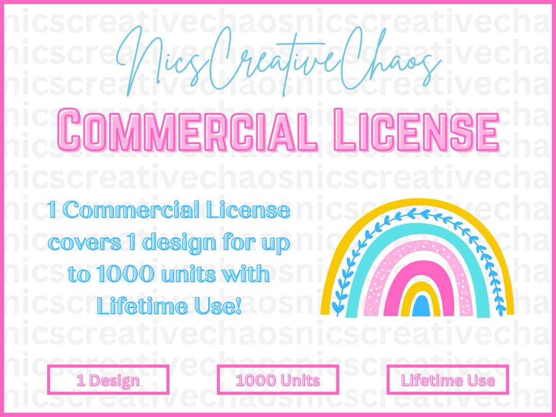 Commercial Use License for 1 Design SVG & PNG Cut Files and Designs up ...