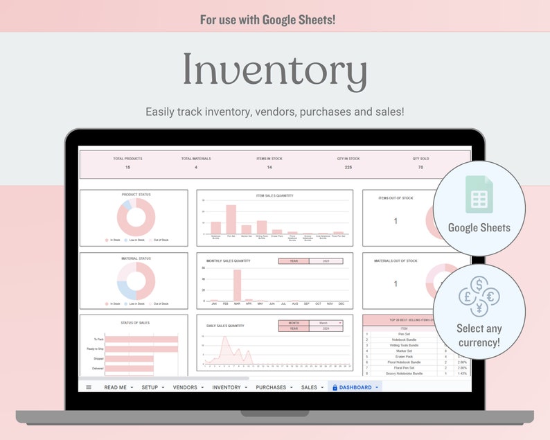 Inventory Tracker Spreadsheet, Google Sheets Inventory Template, Small ...