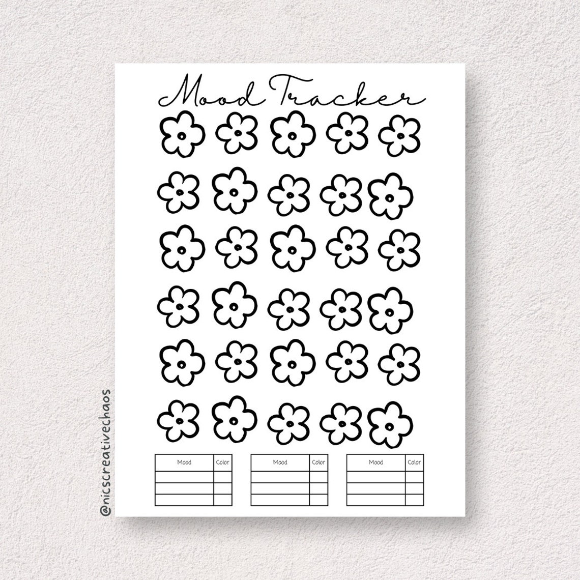 Mood Tracker Coloring Sheet, Wellness Planner Printable, Monthly Mood ...
