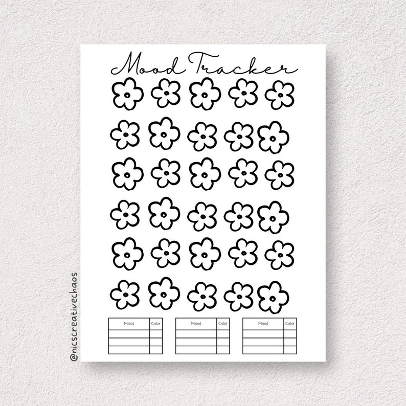 Mood Tracker Coloring Page Printable, Mood Tracker With Color Code ...