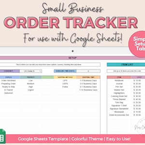 Order Tracker Spreadsheet, Google Sheets, Small Business Spreadsheet ...