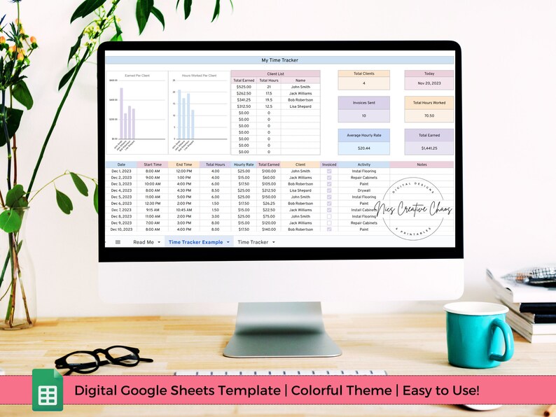 Time Tracker Google Sheets Spreadsheet, Excel Time Keeping Tracker ...