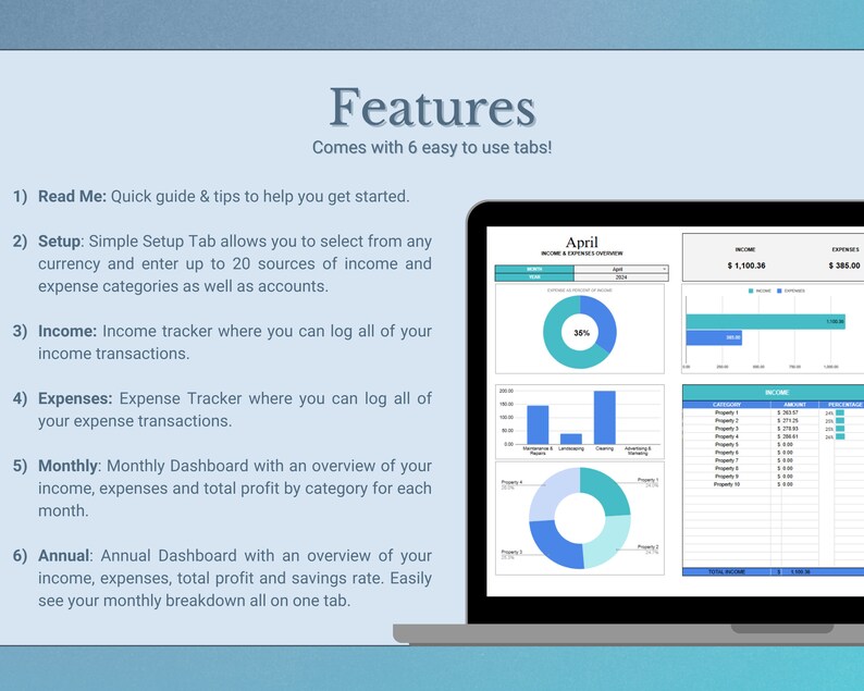 Income and Expense Tracker Excel Spreadsheet, Google Sheets Income ...