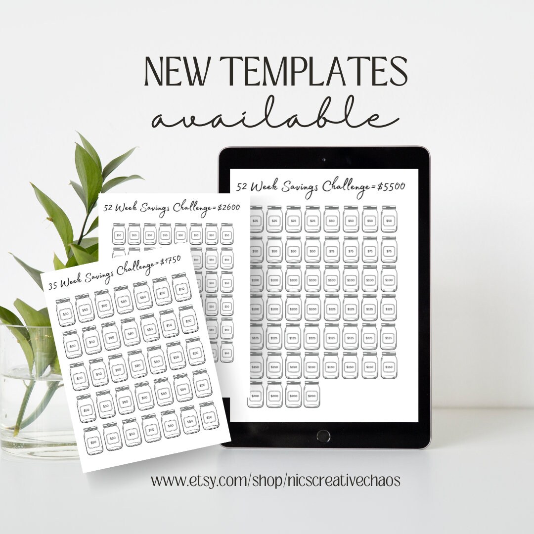 Printable Weekly Savings Challenge, Savings Trackers, Budget Planner ...