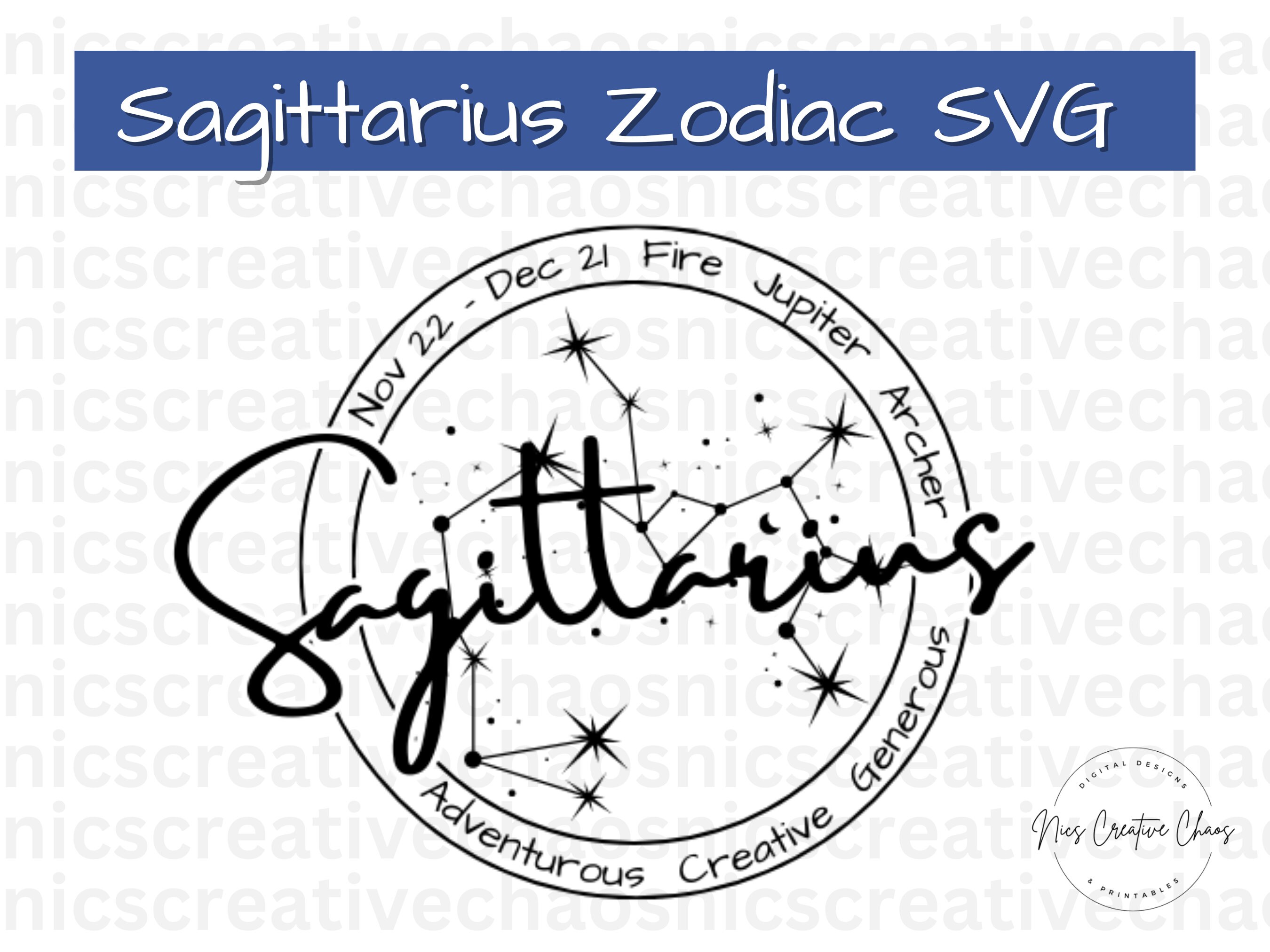 Sagittarius Zodiac Traits SVG PNG, Astrology Cut Files, Sagittarius Svg ...