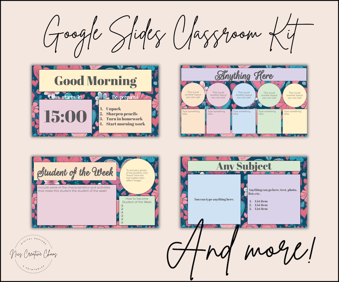 Google Slides Teacher Slideshow Templates, 28 Slide Classroom Bundle ...