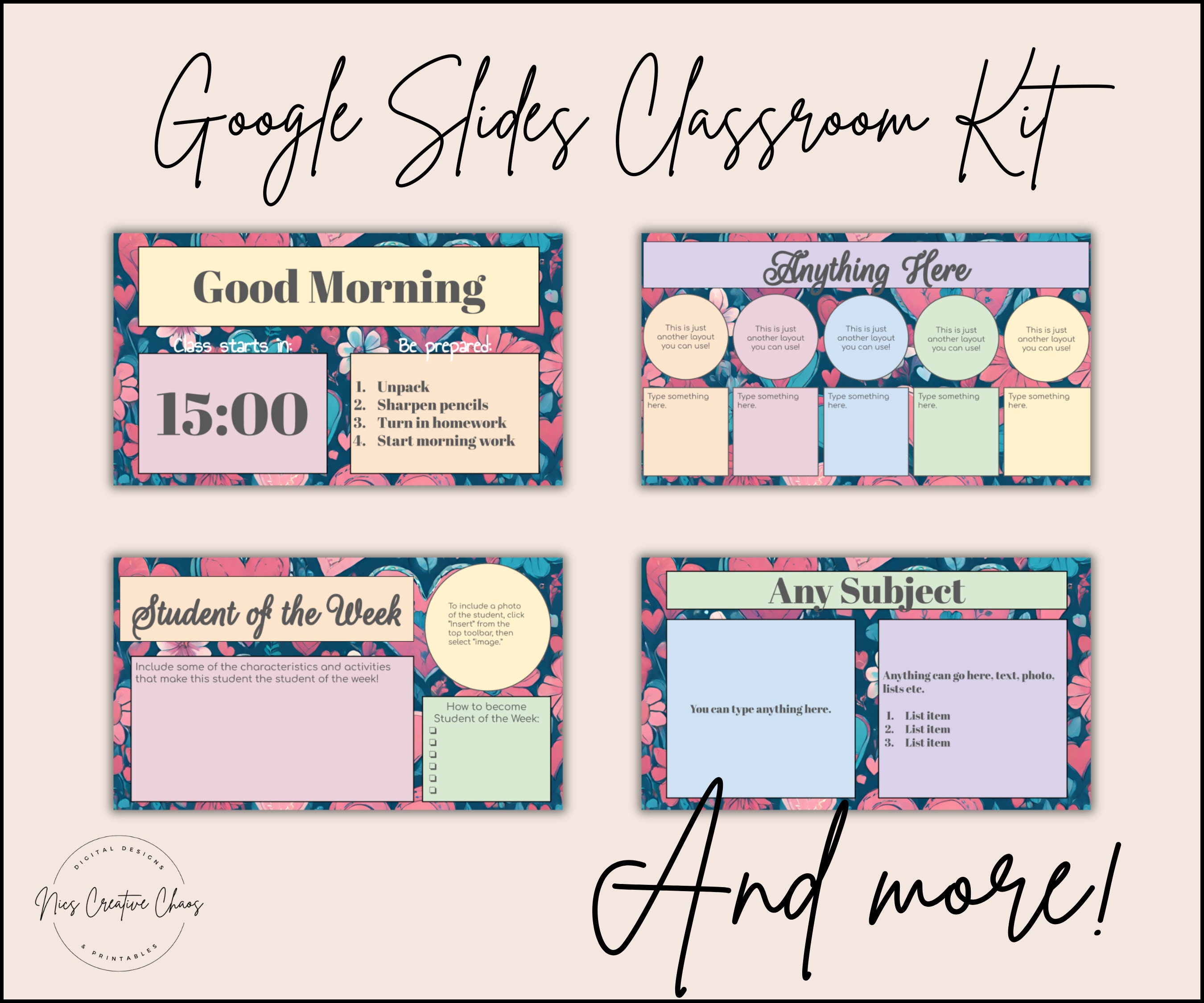 Google Slides Teacher Slideshow Templates, 28 Slide Classroom Bundle ...