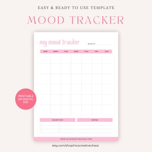 Mood Tracker Printables Bundle, Mood Calendars, Health & Wellness ...