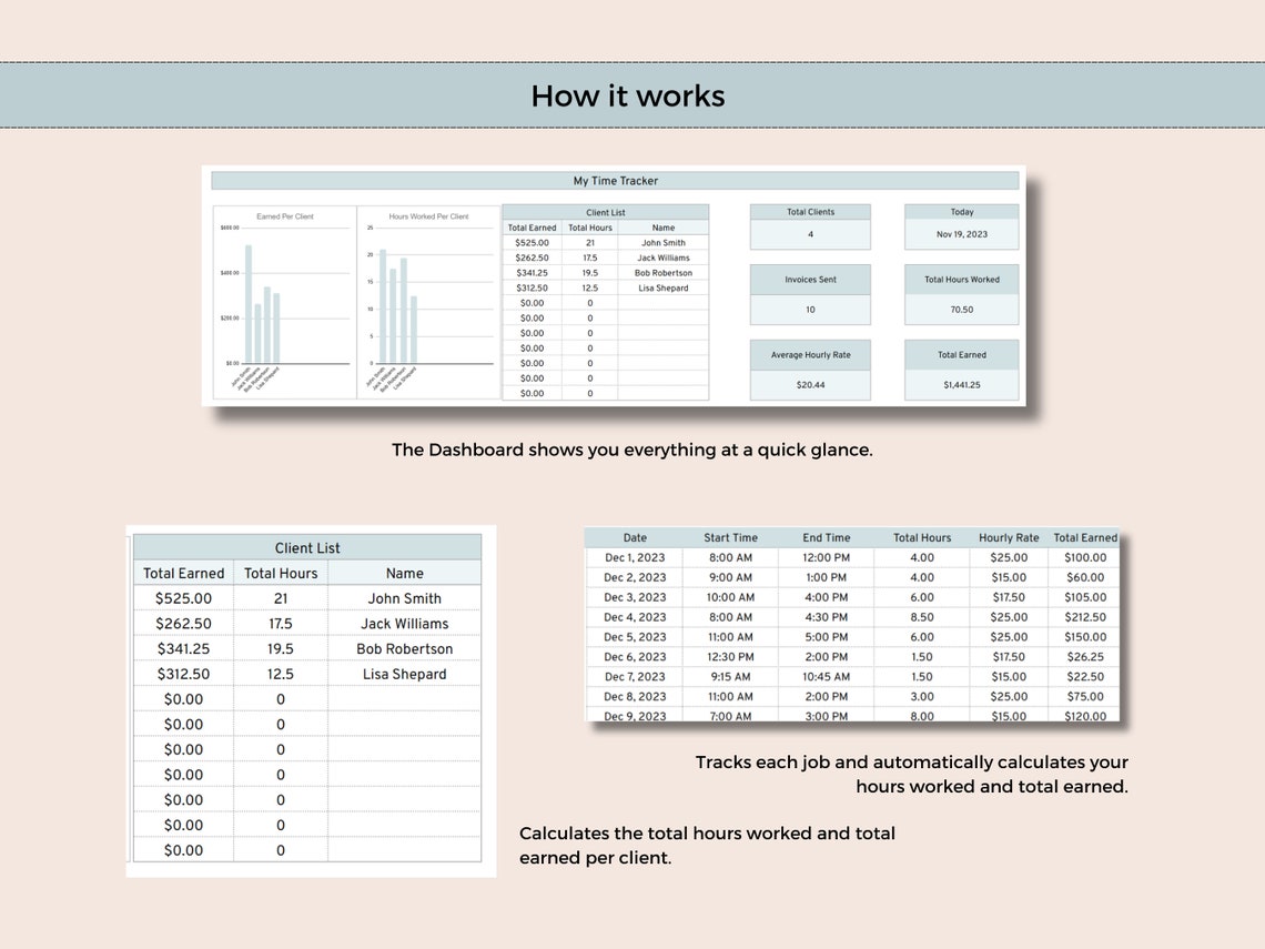 Time Tracker Spreadsheet Google Sheets, Freelancer Time Tracking, Pay ...
