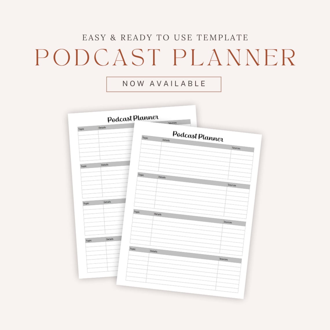Printable Podcast Planner Template Podcast Printable, Podcast Summary ...