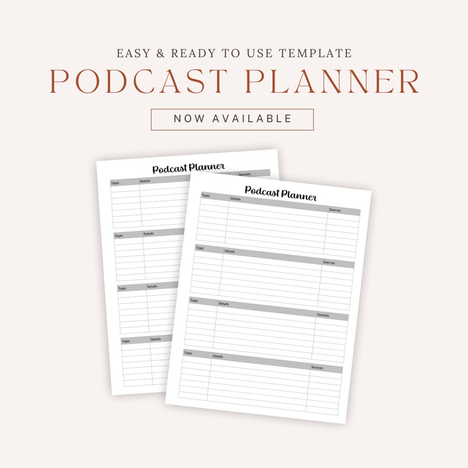 Printable Podcast Planner Template Podcast Printable, Podcast Summary ...