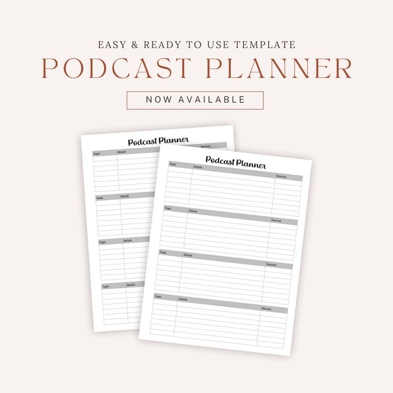 Printable Podcast Planner Template, Podcast Printable, Podcast Summary ...