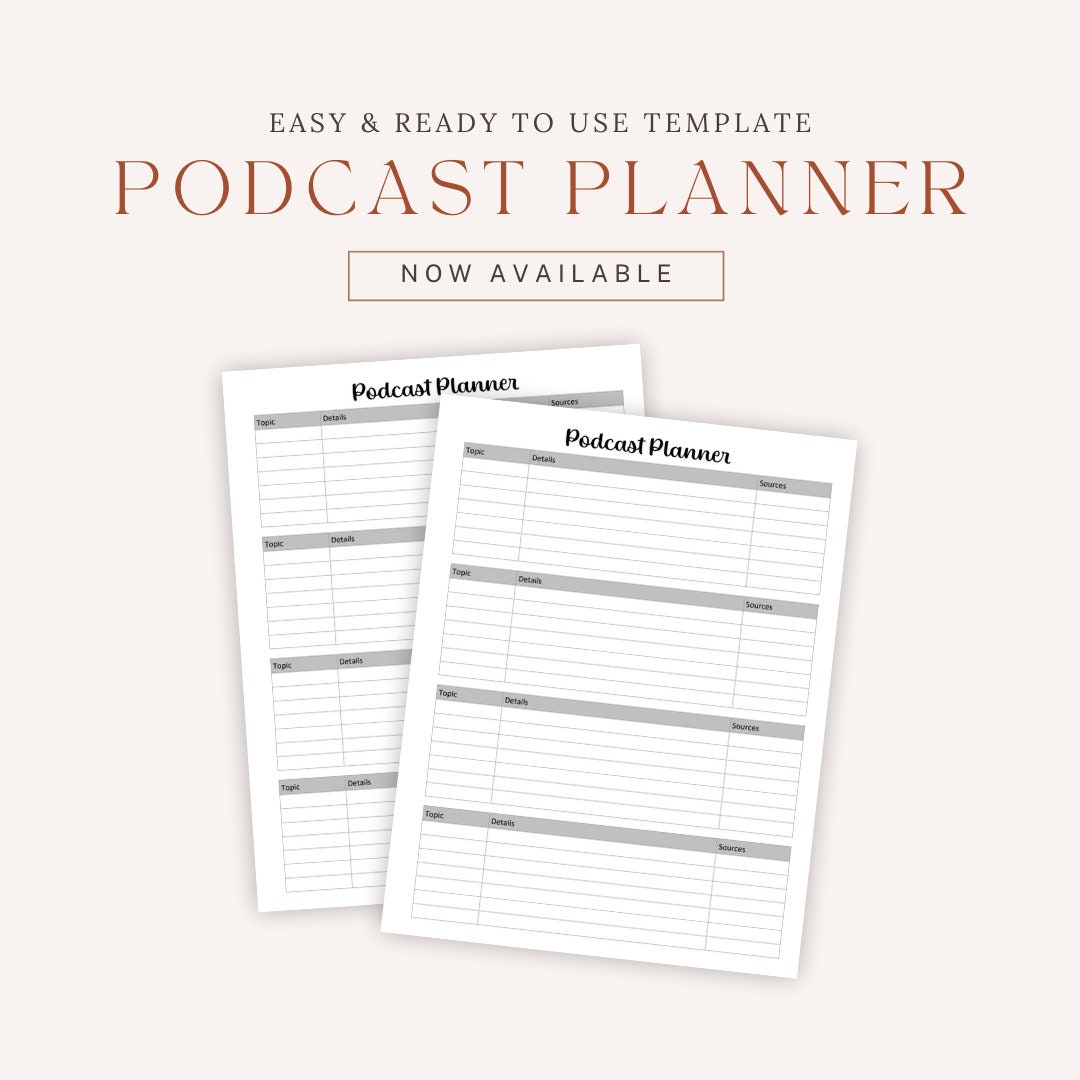 Printable Podcast Planner Template Podcast Printable, Podcast Summary ...