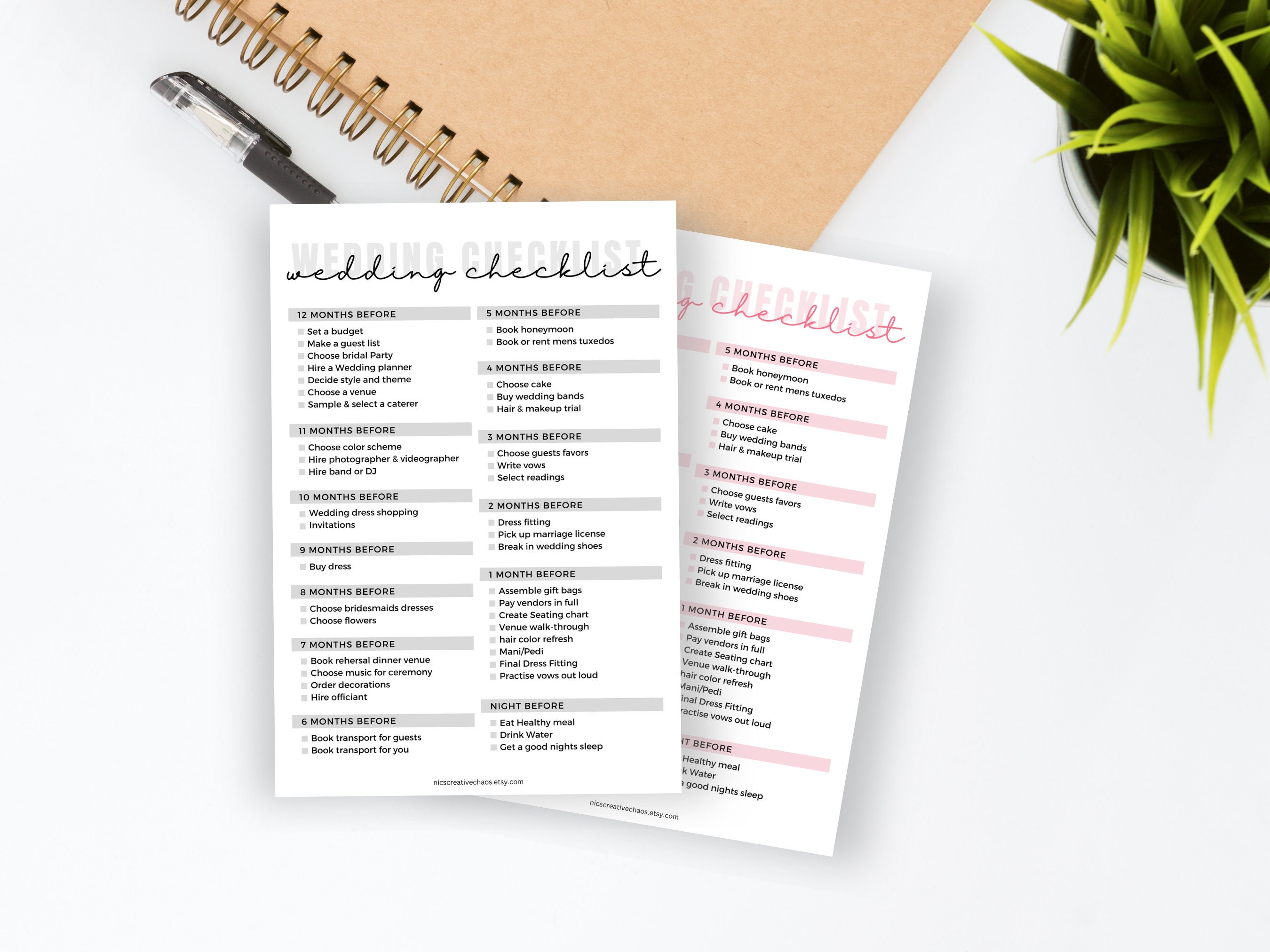 Wedding Checklist Printable, to Do Before Wedding Template Sheet for ...