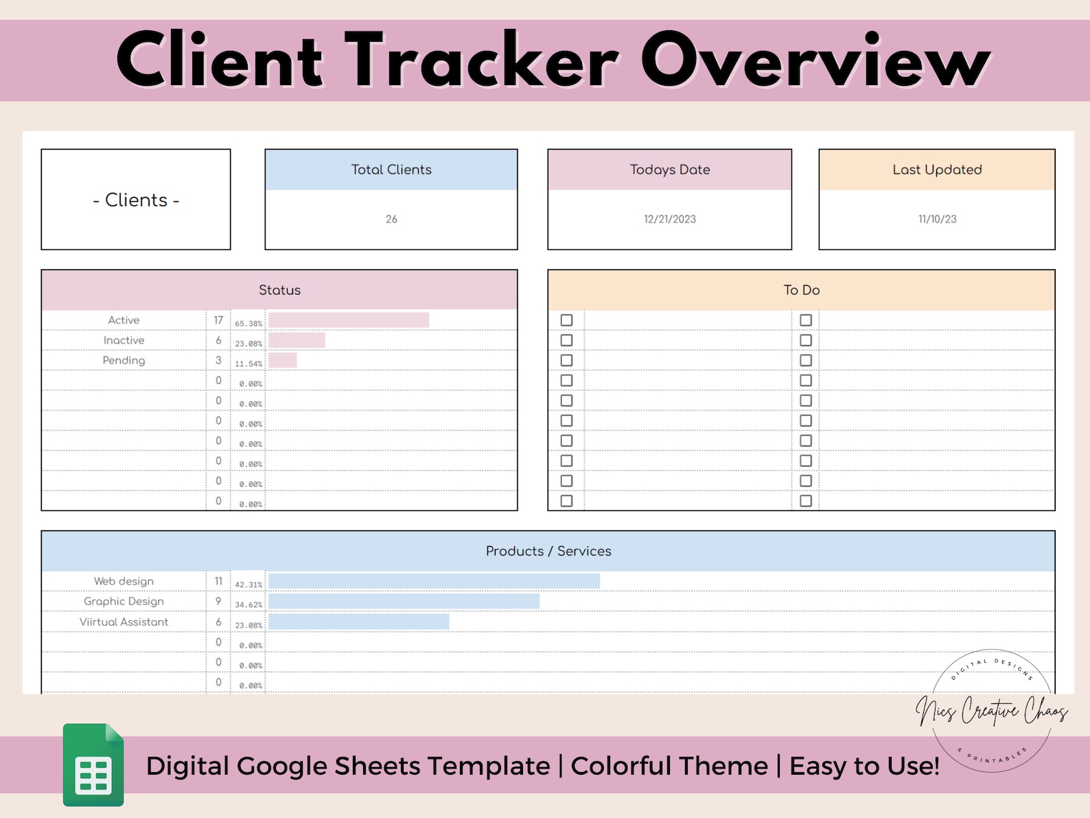Client Tracker Spreadsheet, Google Sheets & Excel Client Tracker ...