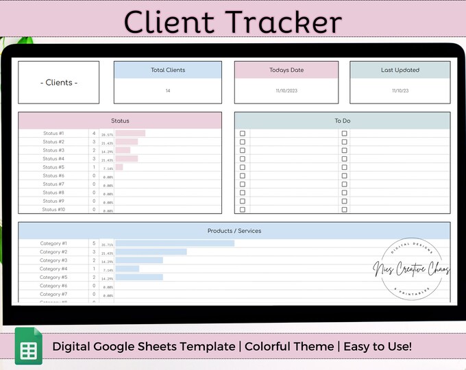 Client & Task Tracker Business Planner Spreadsheet | Communication Log ...