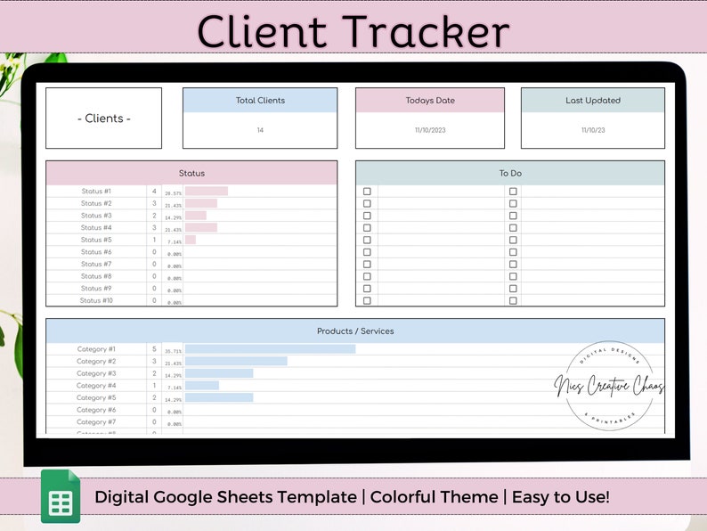 Client Tracker Spreadsheet, Google Sheets Client Log, Client List ... Client Tracker Spreadsheet, Google Sheets Client Log, Client List ...