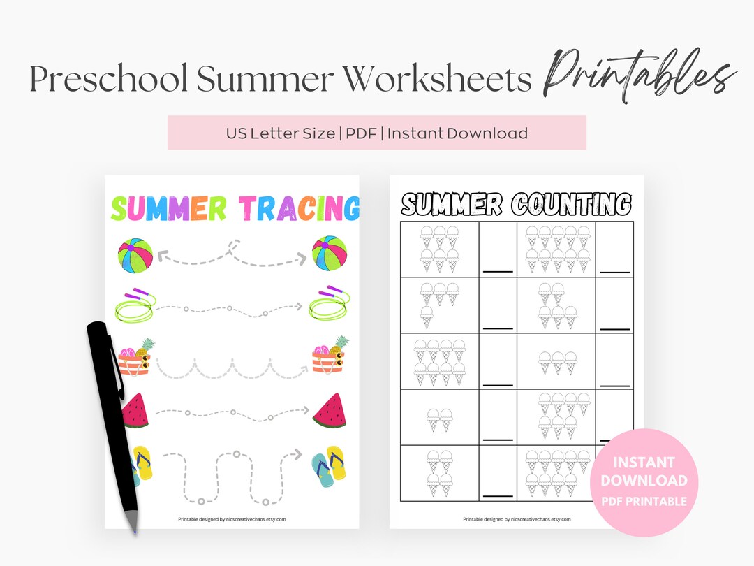 Preschool Summer Worksheets Printables, Pre-k Activities, Busy Work ...