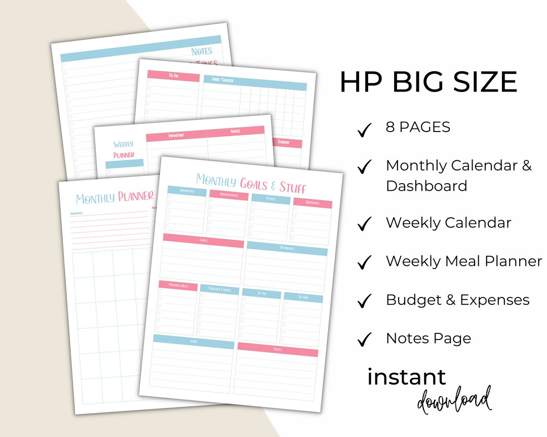 Planner Printable BUNDLE, Monthly Planner, Weekly Planner, Vertical ...