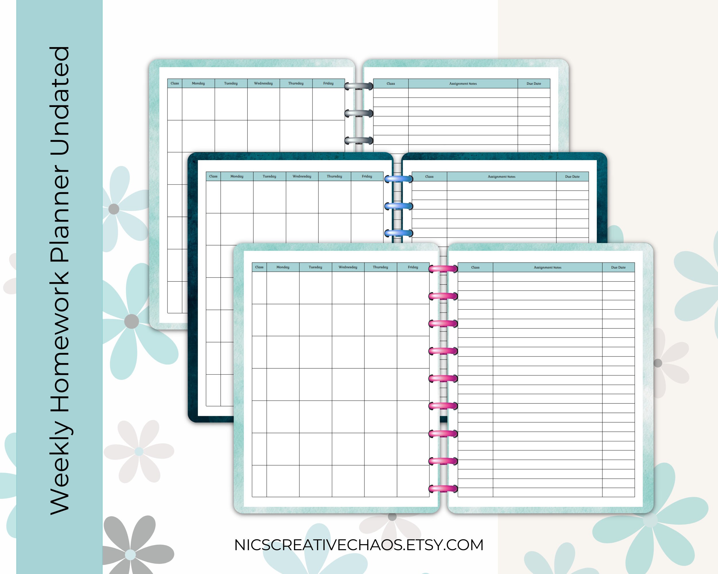 Printable Homework Planner, Assignment Tracker Printable, Weekly ...