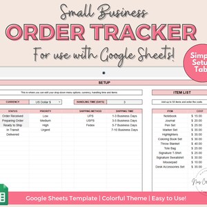 Order Tracker Spreadsheet, Google Sheets, Small Business Spreadsheet ...