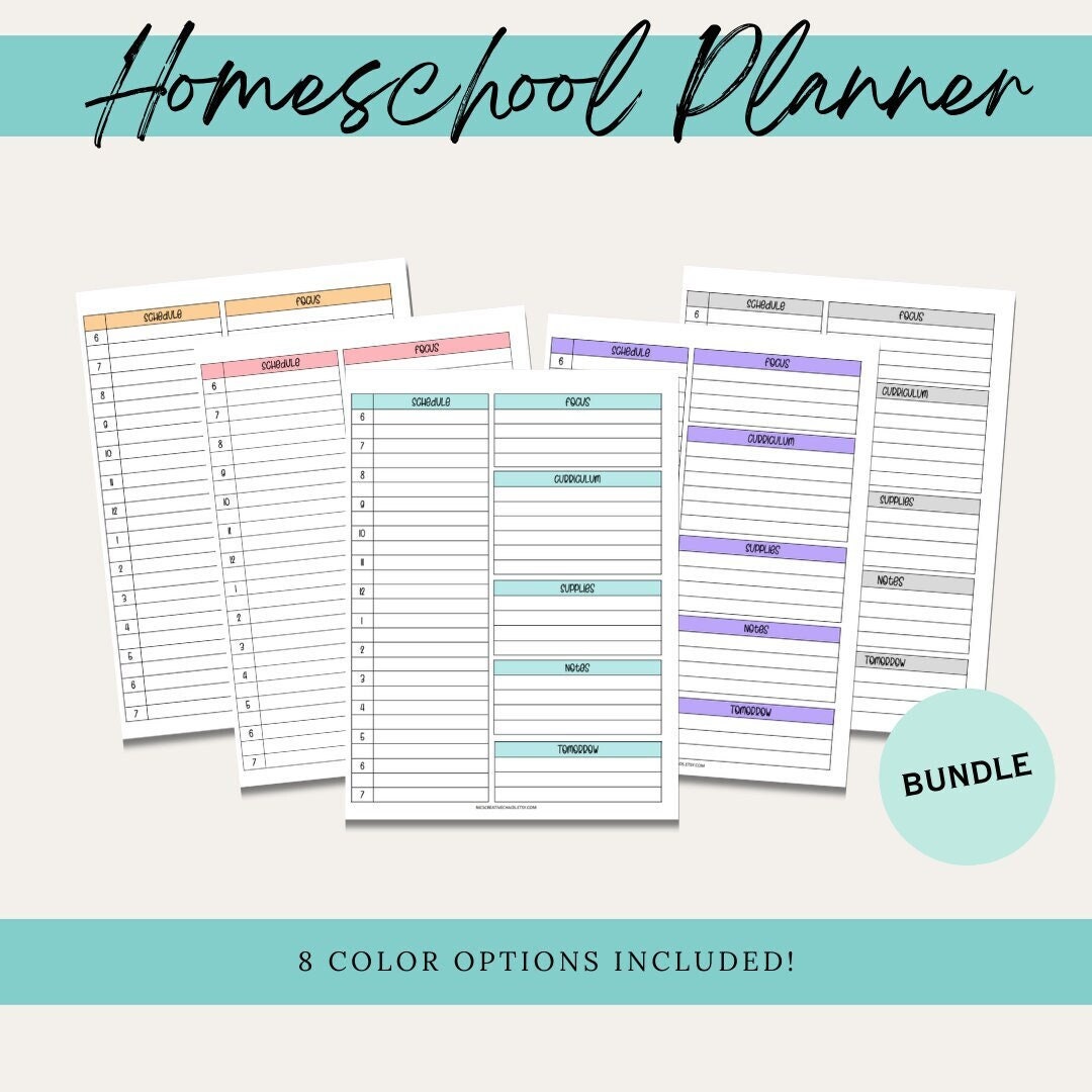 BUNDLE Daily Homeschool Teacher Planner Printable Template, Homeschool ...
