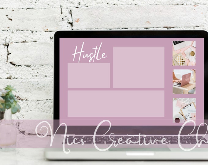 Pink Mauve Hustle Quote Wallpaper, Aesthetic Desktop Organizer ...