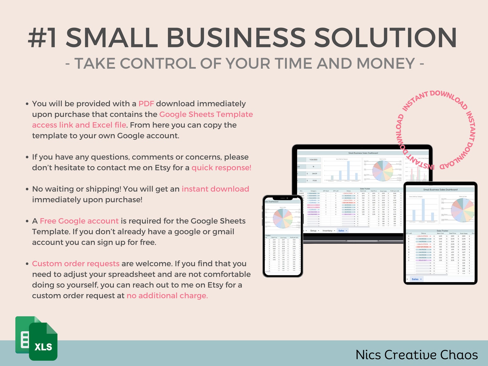 Sales Tracker Spreadsheet, Google Sheets & Excel Templates, Small ...