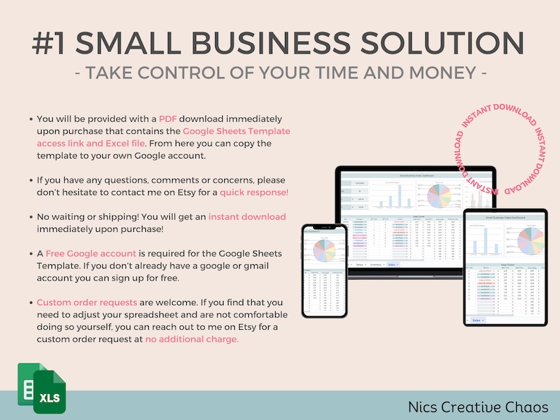 Sales Tracker Spreadsheet, Google Sheets & Excel Templates, Small ...