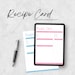 Printable Recipe Card Template, Blank Cooking Journal, Meal Planner ...