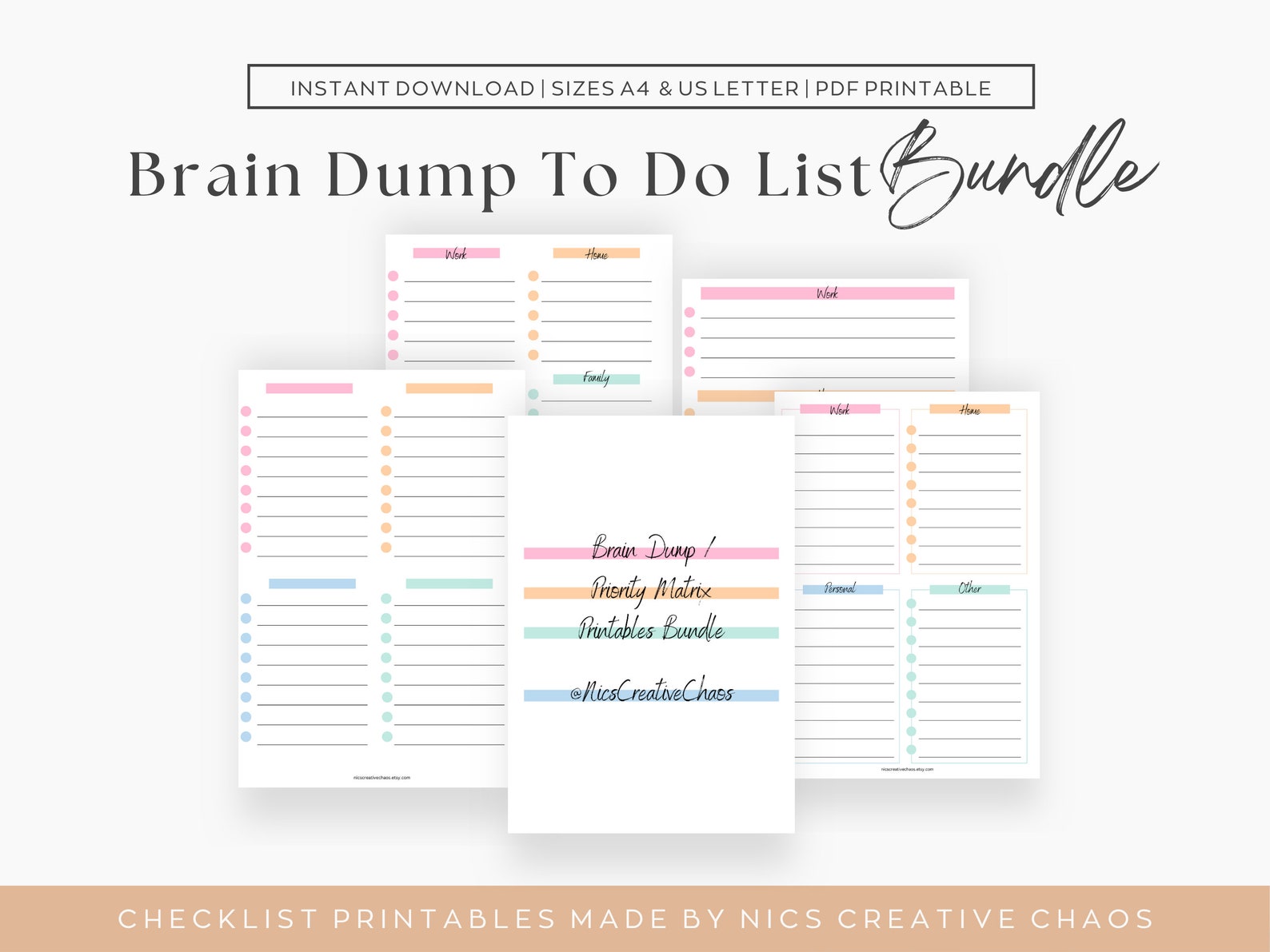 BUNDLE Checklists Printables to Do Lists Printable, Brain Dump ...