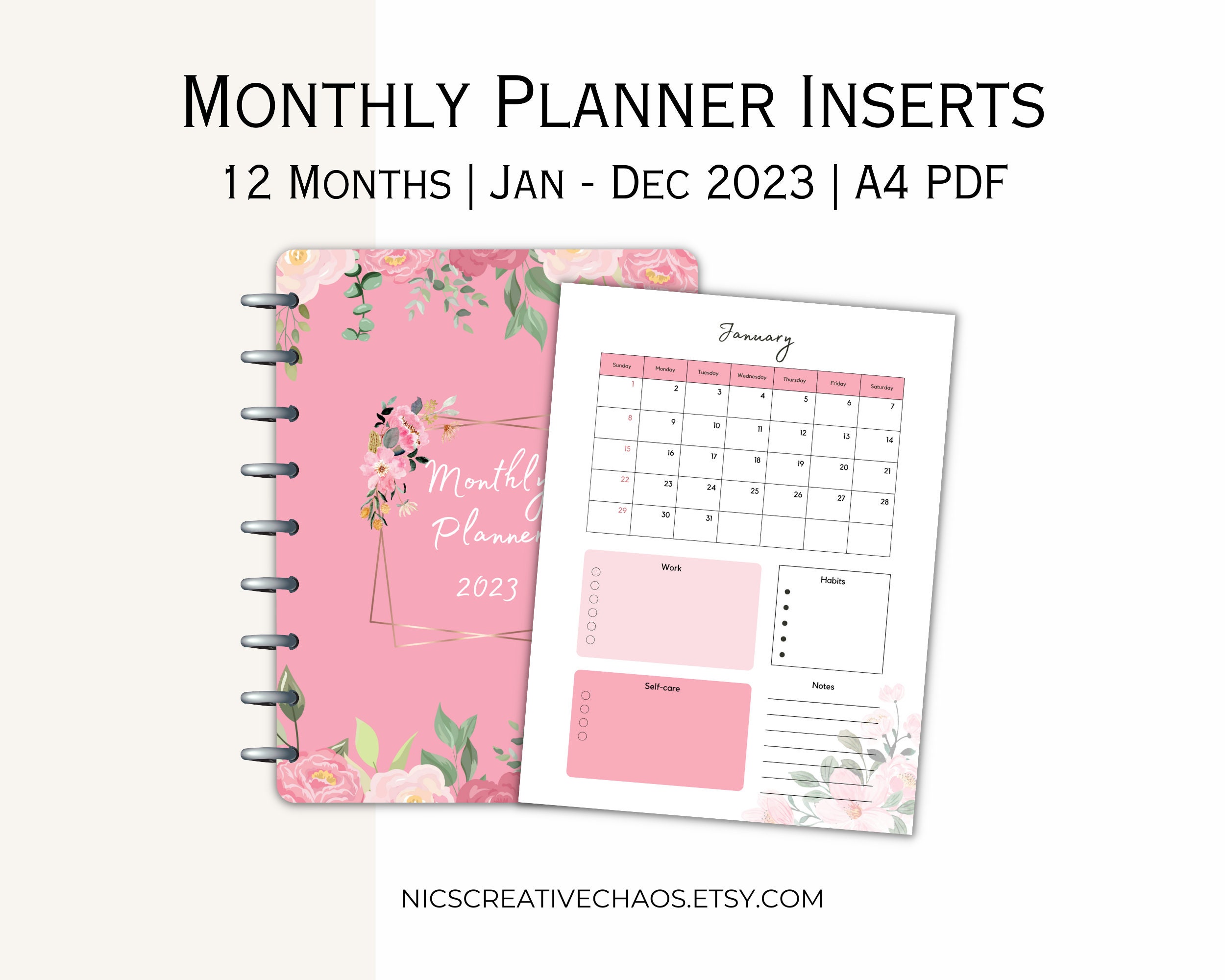 12 Month Planner Printable Monthly Planner Digital Planner - Etsy