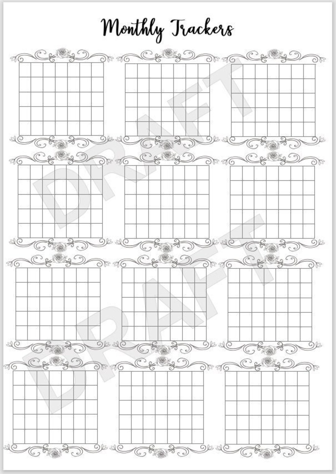 Monthly Trackers Printable Planner Stickers Habits Symptoms No Spend ...