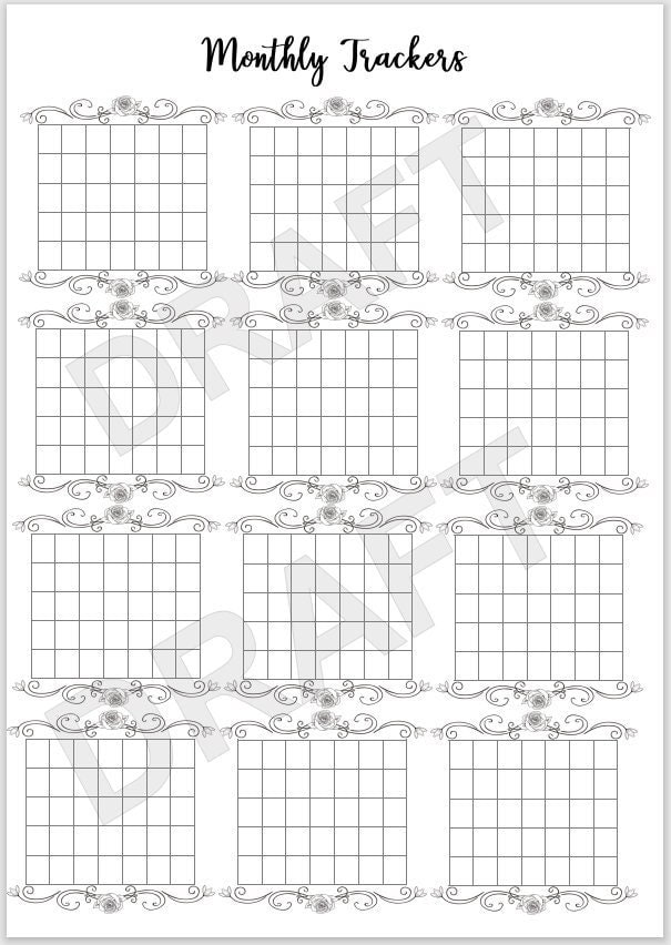 Monthly Trackers Printable Planner Stickers Habits Symptoms No Spend ...