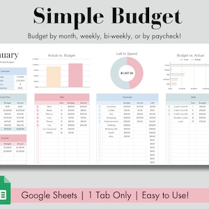 Google Sheets Budget Spreadsheet Template, Simple Budget Tracker ...