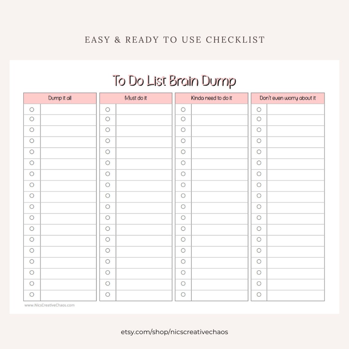 To Do Lists Brain Dump Printable 3 Simple Functional Printables and ...