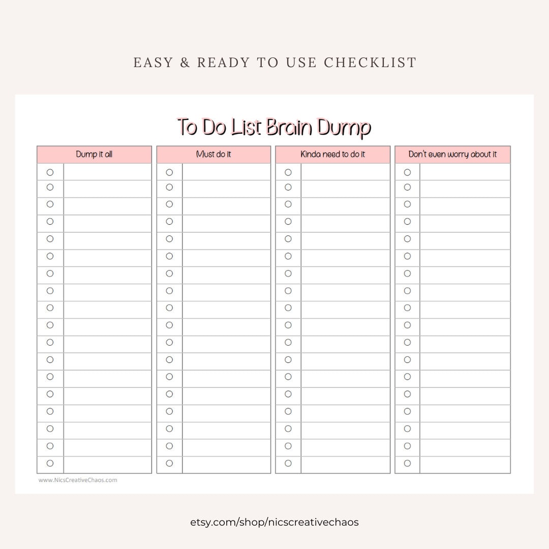 To Do Lists Brain Dump Printable 3 Simple Functional Printables and ...