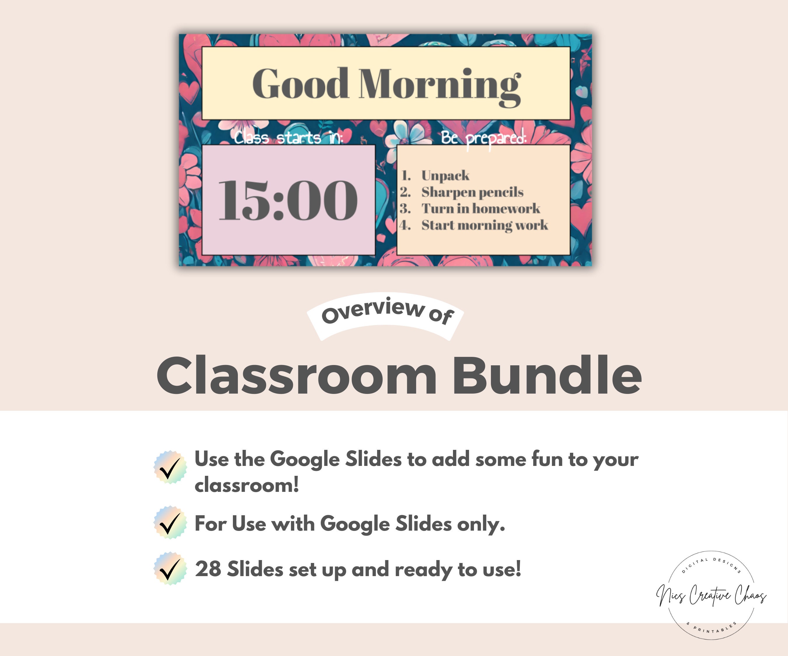 Google Slides Teacher Slideshow Templates, 28 Slide Classroom Bundle ...