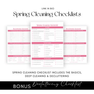 Spring Cleaning Checklists Printable Bundle, Deep Clean Checklist ...