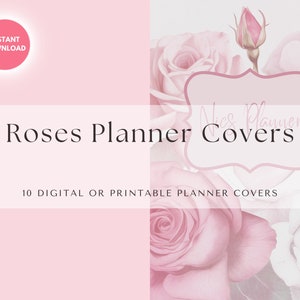 EDITABLE Planner Covers Bundle, Printable or Digital, Roses, Printable ...