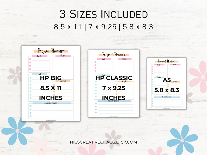 Project Planner Printable Template, Goals Planner, Printable Project ...