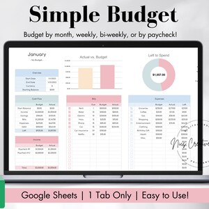Budget Tracker Google Sheets Spreadsheet, Simple Budget Tracker ...