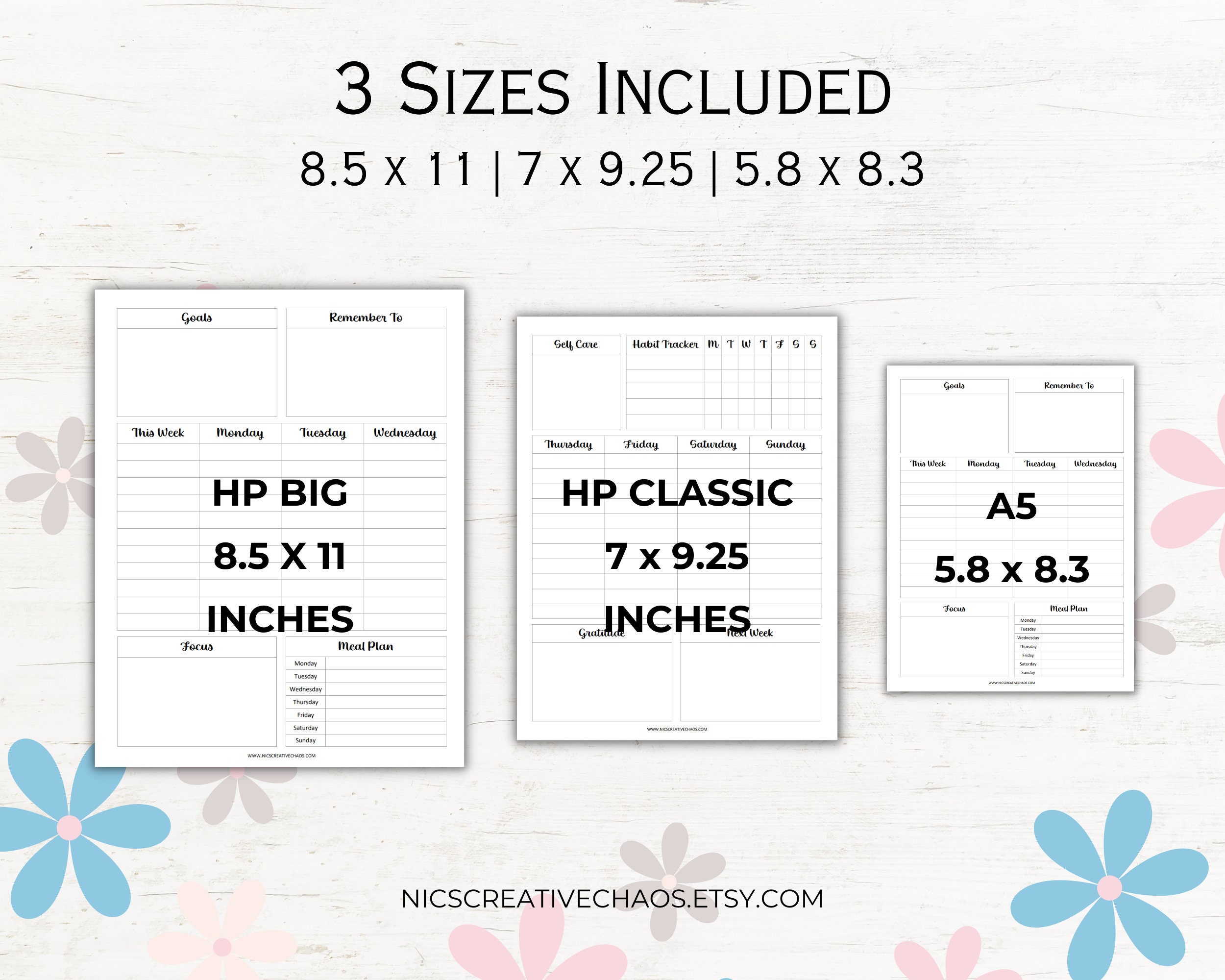 Weekly Planner Printable Vertical Lined Undated Week on Two - Etsy